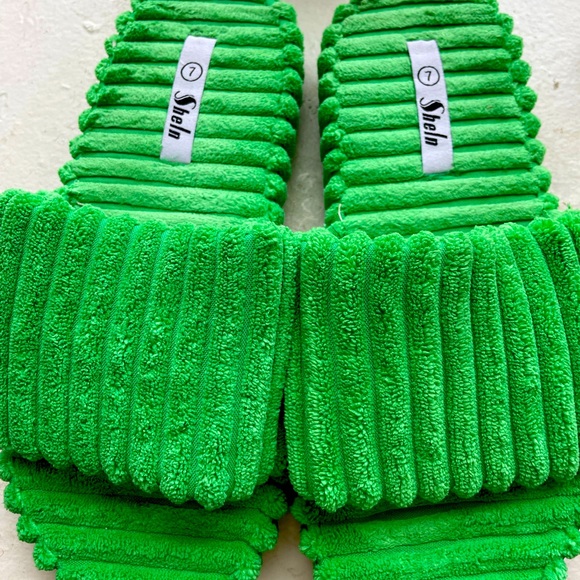 Shoes | Green Terrycloth Slides | Poshmark
